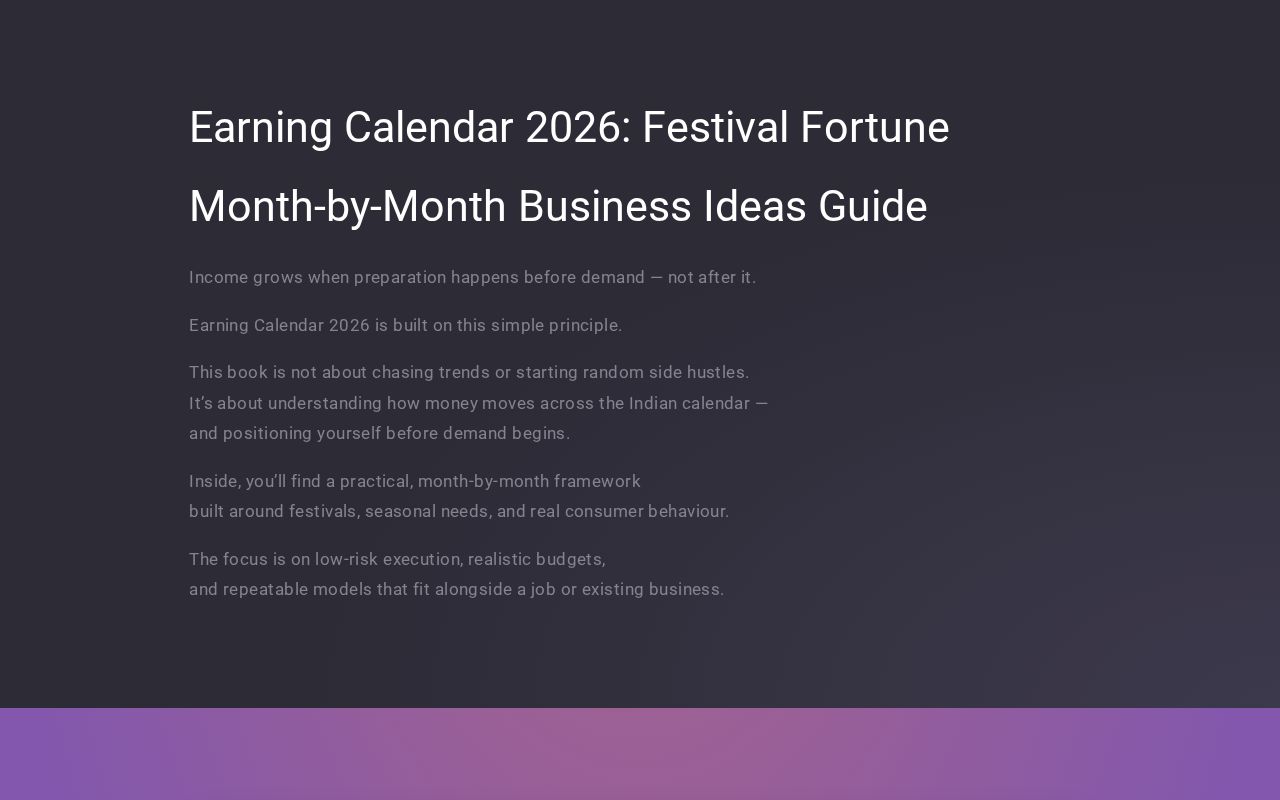 Earning Calendar 2026 – A Yearly Income Plan